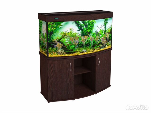 Аквариум панорамный 300л с LED-освещением венге