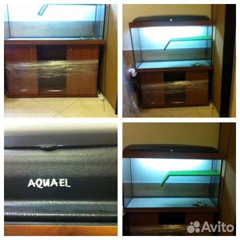 Новый аквариум aquael 280 л. + тумба цвет вишня